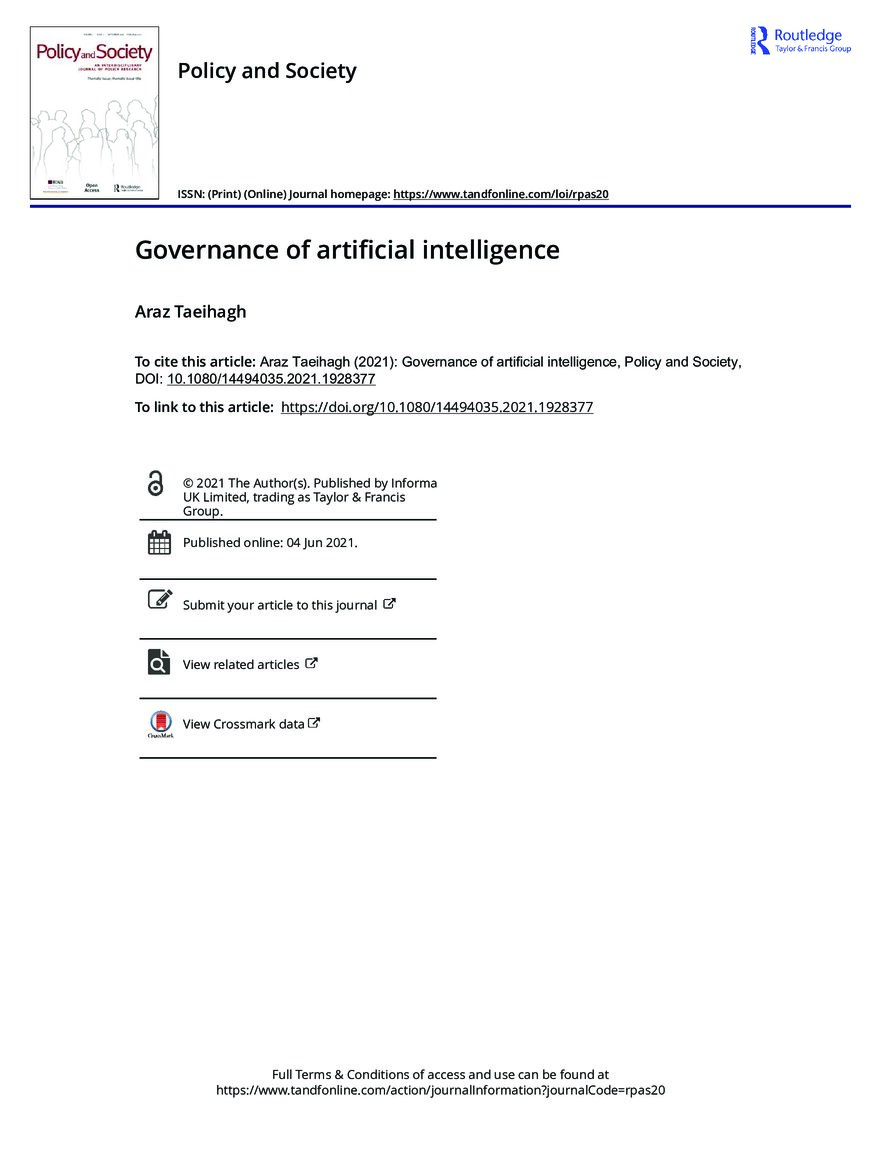 Governance of Artificial Intelligence | DeepAI