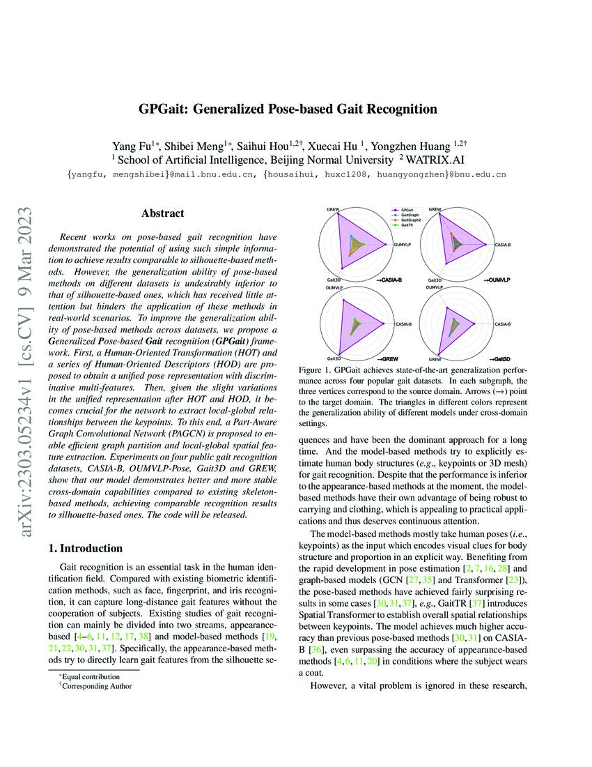 Gpgait Generalized Pose Based Gait Recognition Deepai
