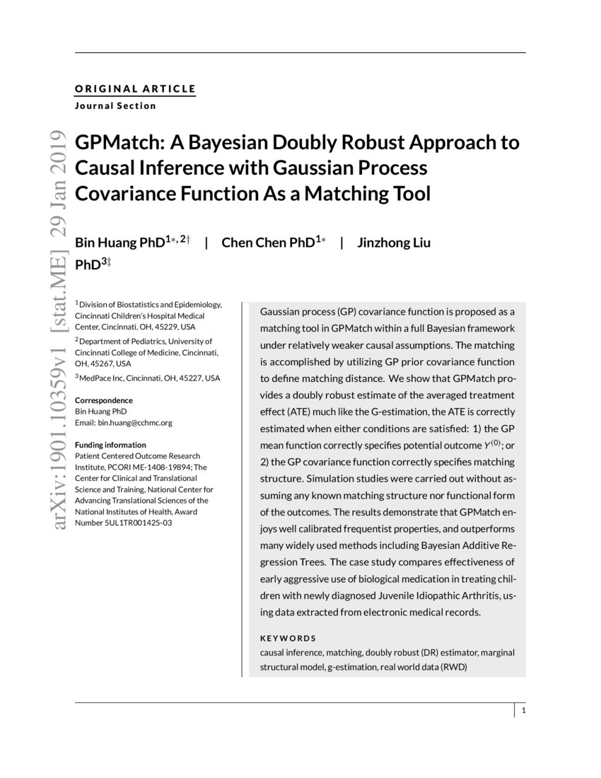 GPMatch: A Bayesian Doubly Robust Approach to Causal Inference with ... GPMatch: A Bayesian Doubly Robust Approach to Causal Inference with ...