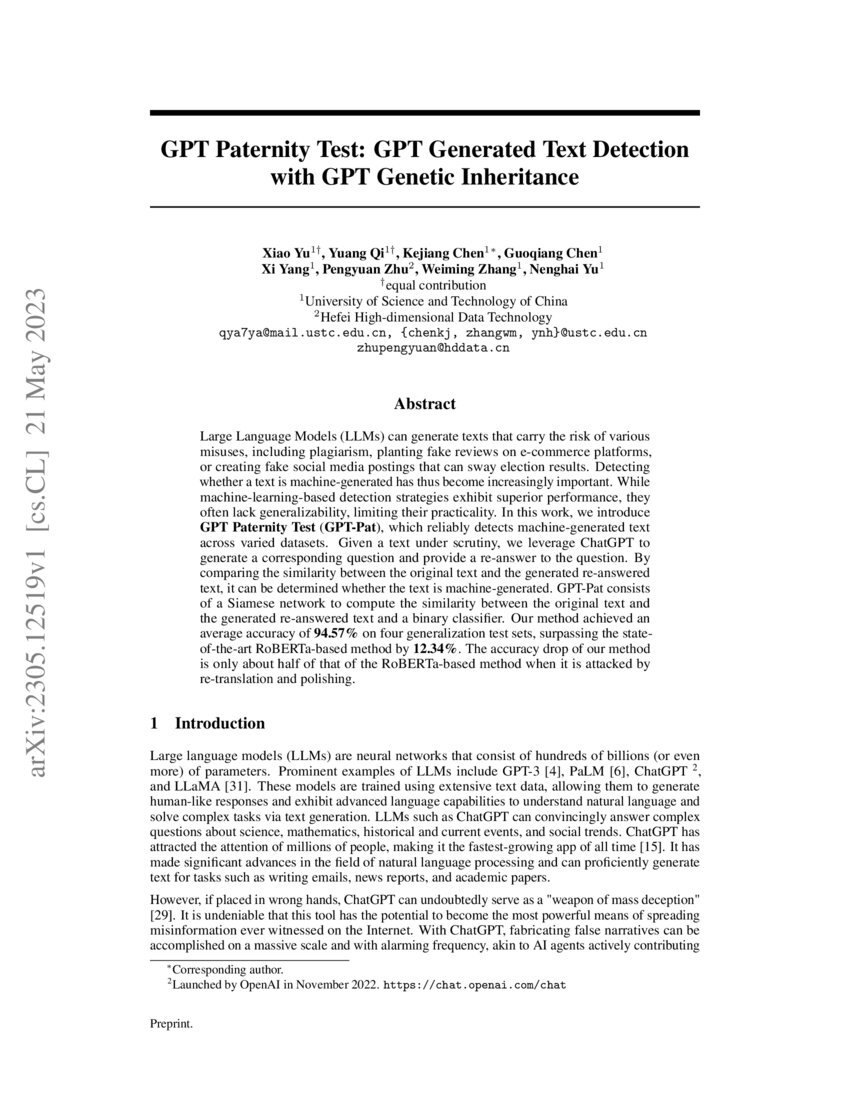 Gpt Paternity Test Gpt Generated Text Detection With Gpt Genetic 7091