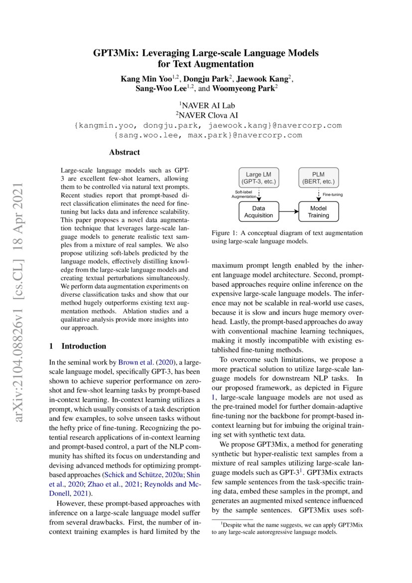 GPT3Mix: Leveraging Large-scale Language Models for Text Augmentation ...