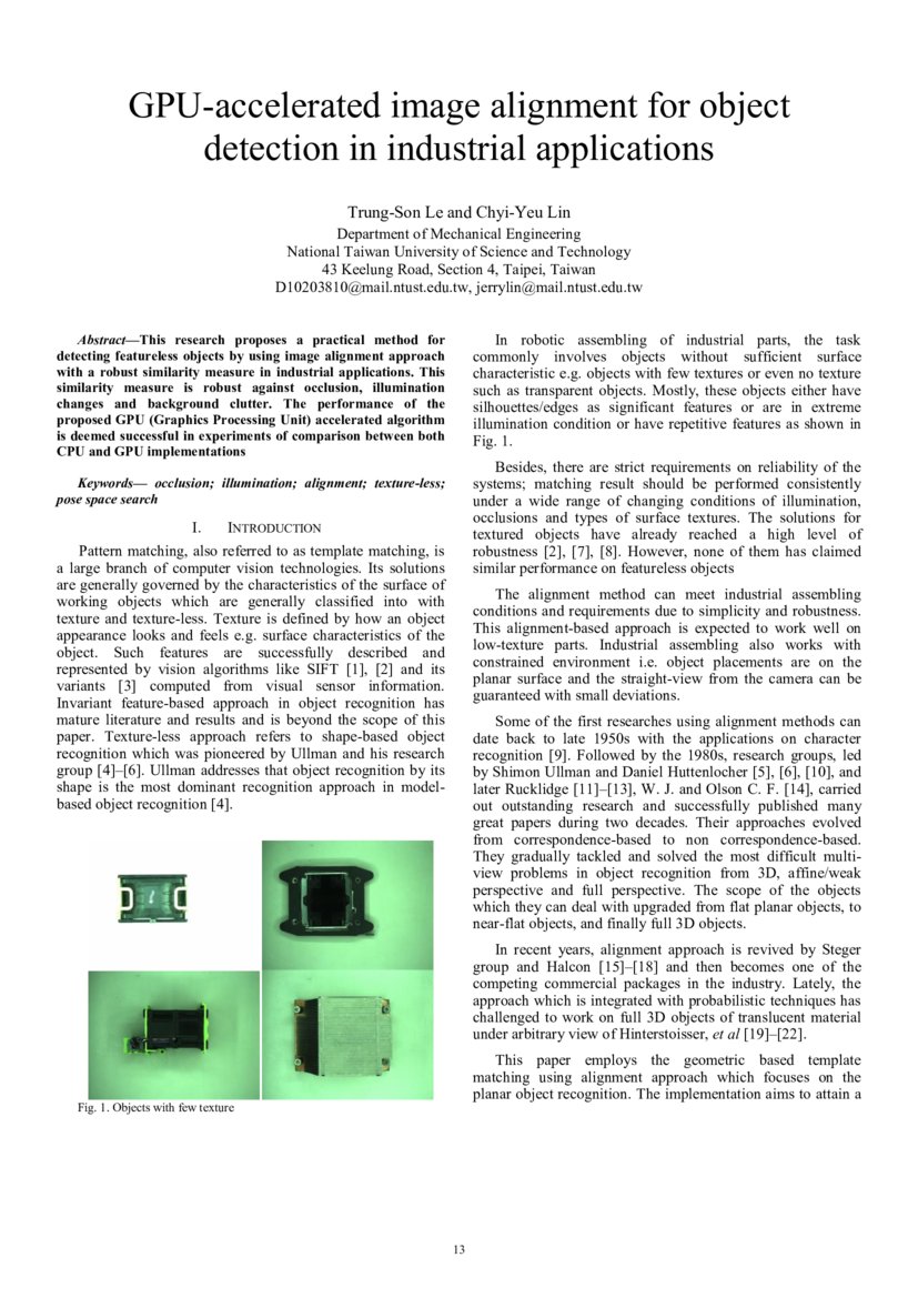 Gpu Accelerated Image Alignment For Object Detection In Industrial 5954