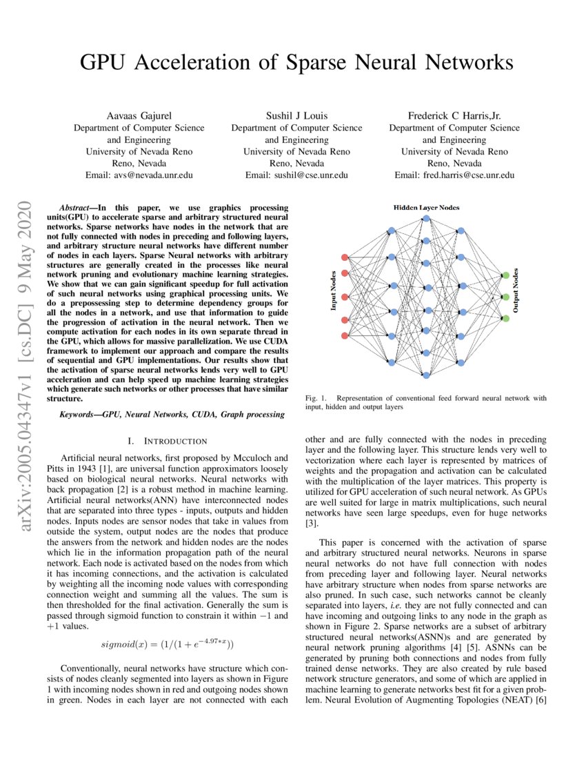 GPU Acceleration of Sparse Neural Networks | DeepAI