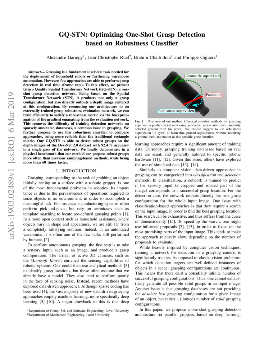 GQ-STN: Optimizing One-Shot Grasp Detection based on Robustness ...