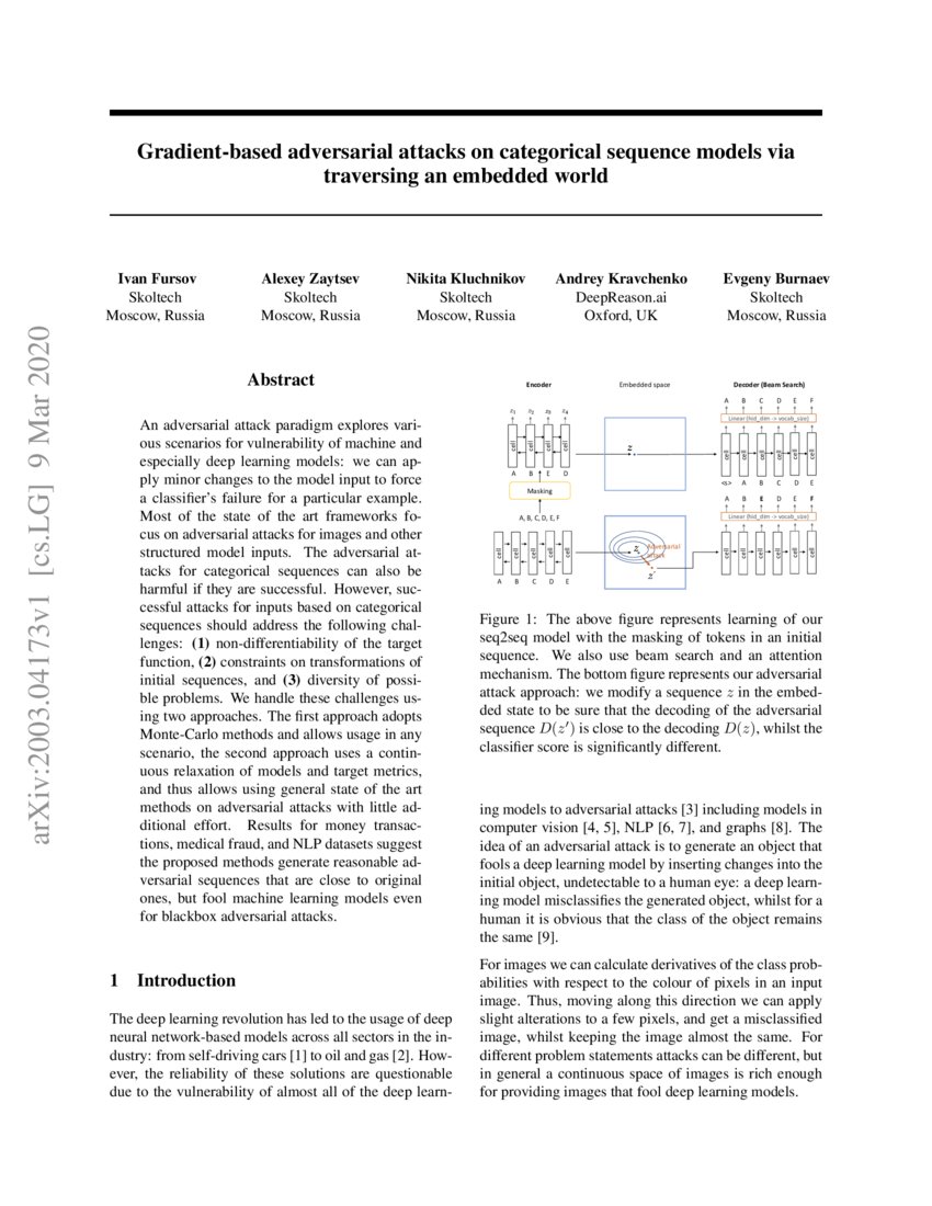 Gradient Based Adversarial Attacks On Categorical Sequence Models Via Traversing An Embedded