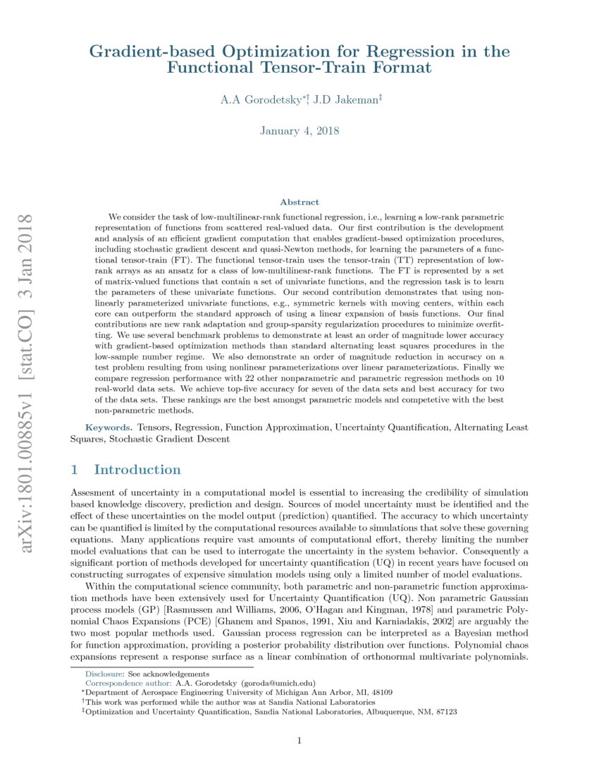 Gradient Based Optimization For Regression In The Functional Tensor Train Format Deepai