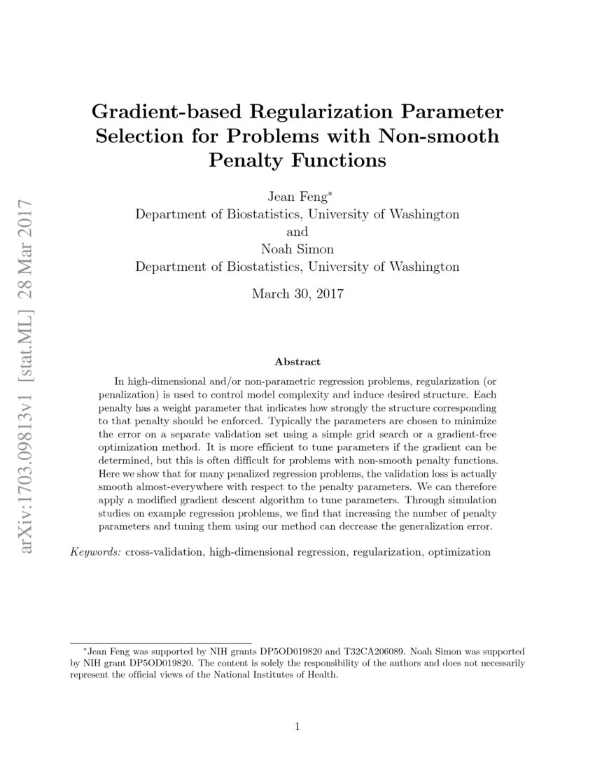 Gradient Based Regularization Parameter Selection For Problems With Non Smooth Penalty Functions