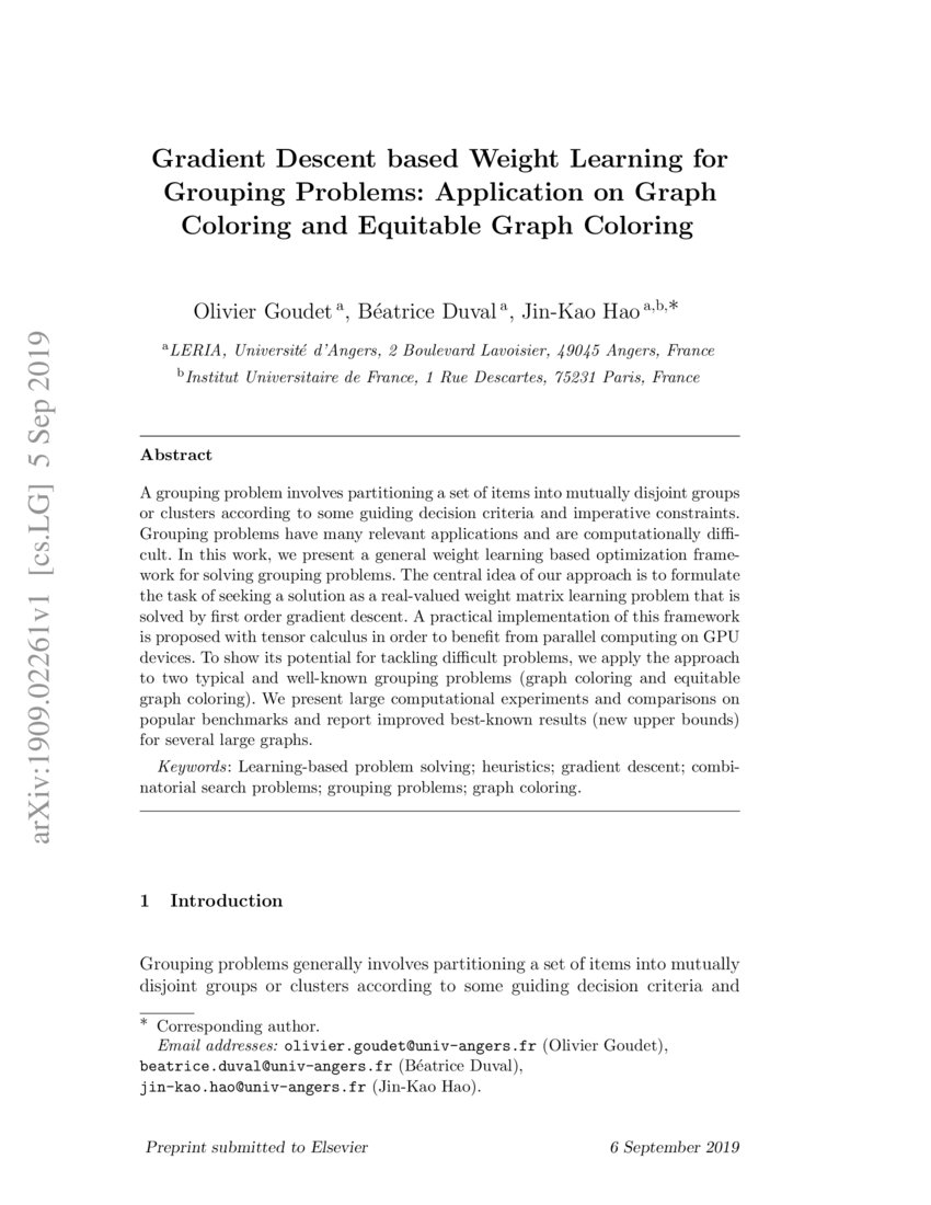 Gradient Descent based Weight Learning for Grouping Problems ...