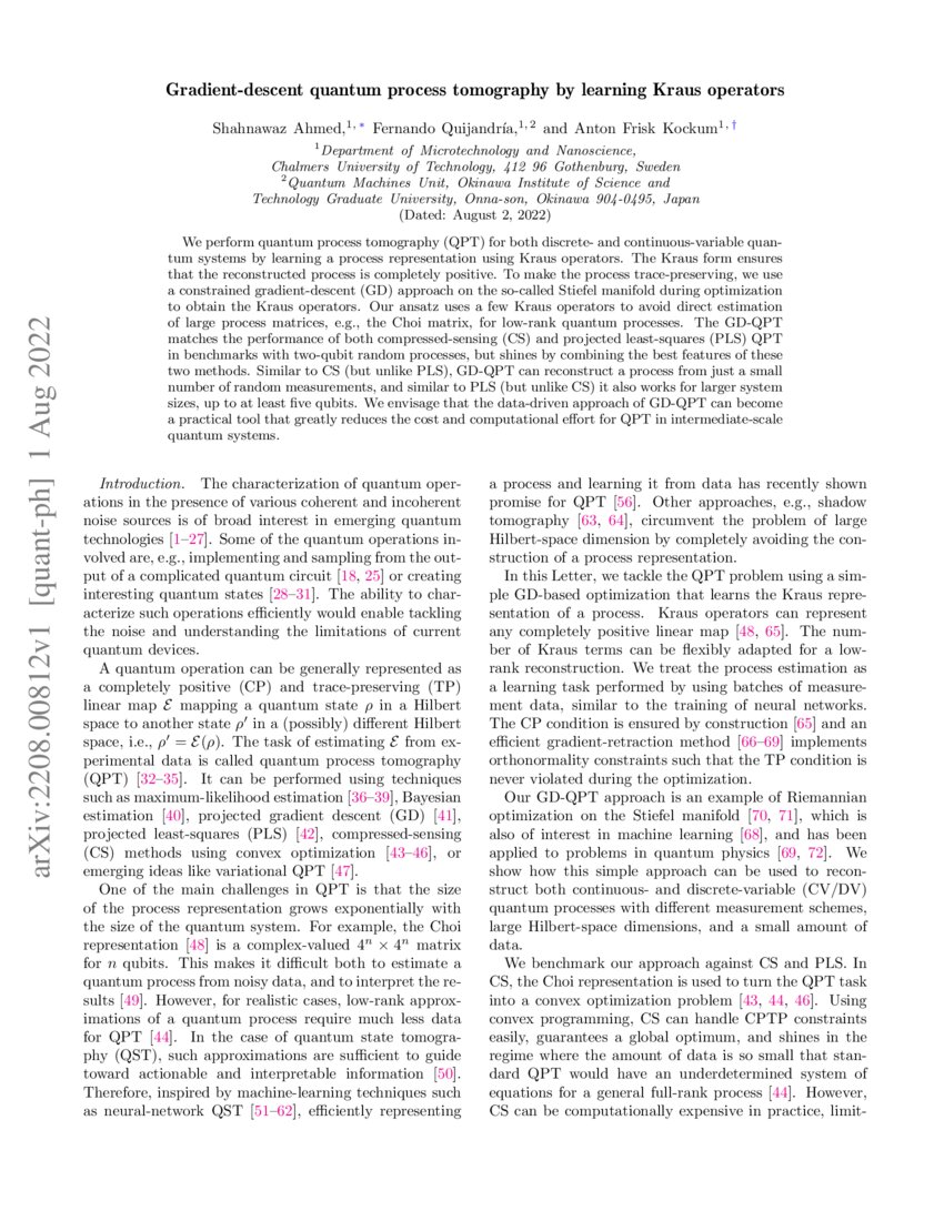 Gradient-descent quantum process tomography by learning Kraus operators | DeepAI