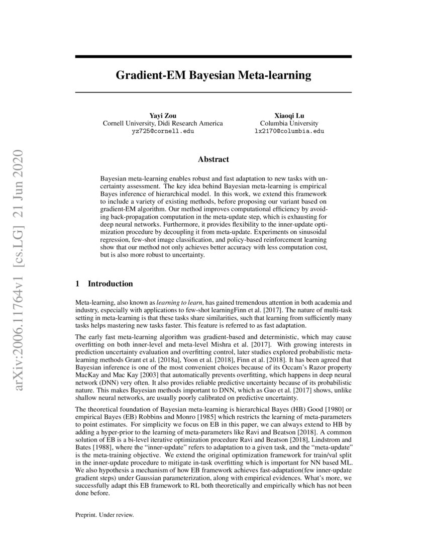 Gradient-EM Bayesian Meta-learning | DeepAI