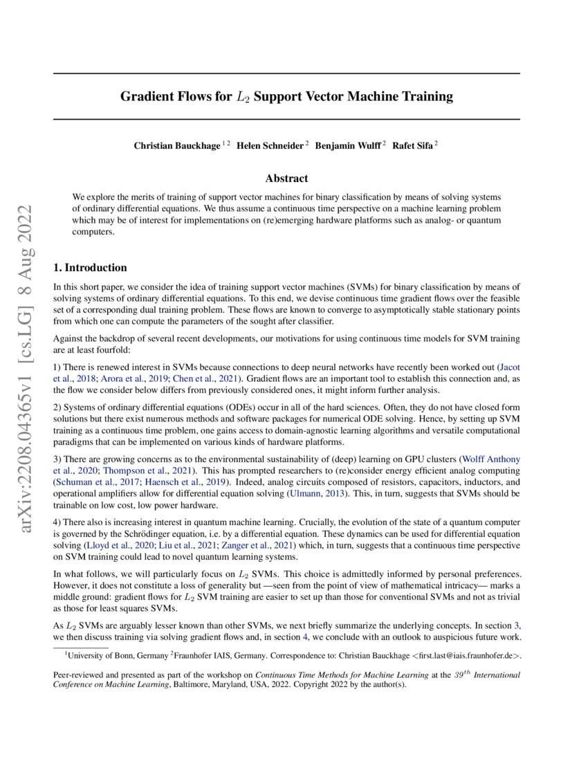 Gradient Flows for L2 Support Vector Machine Training | DeepAI
