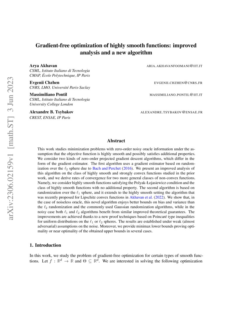 Gradient-free optimization of highly smooth functions: improved ... Gradient-free optimization of highly smooth functions: improved ...