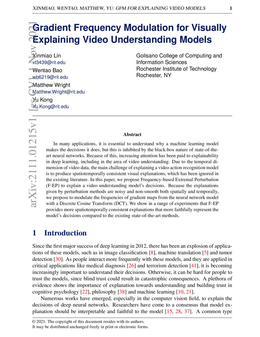 Gradient Frequency Modulation for Visually Explaining Video ...