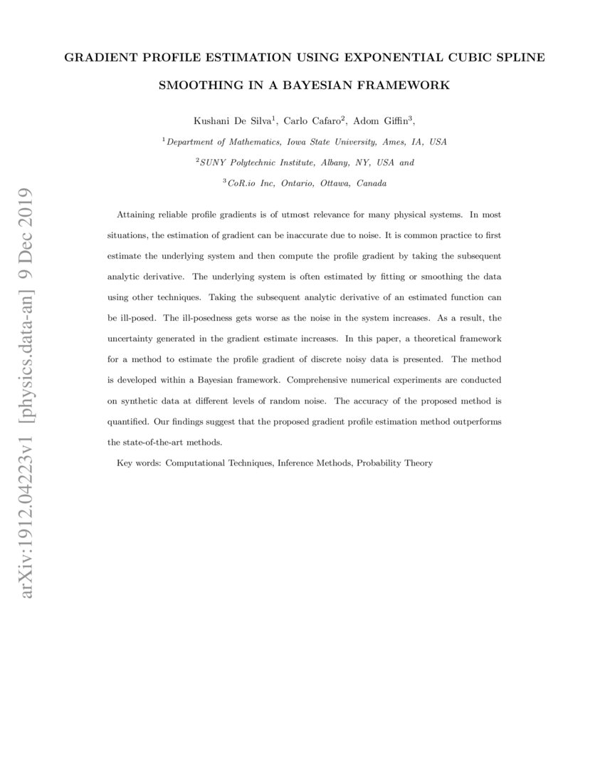 Gradient Profile Estimation Using Exponential Cubic Spline Smoothing In A Bayesian Framework