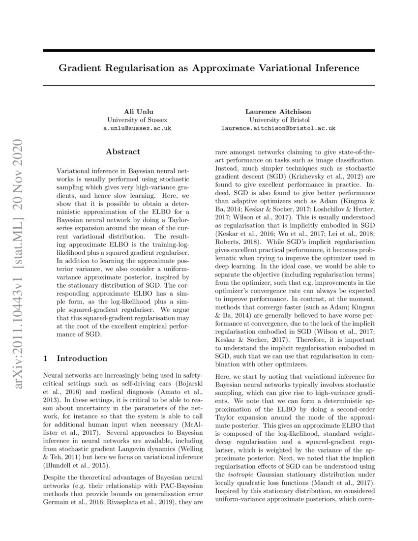 Gradient Regularisation as Approximate Variational Inference | DeepAI