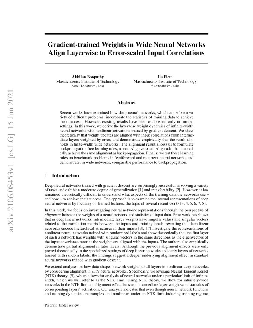 Gradient Trained Weights In Wide Neural Networks Align Layerwise To Error Scaled Input