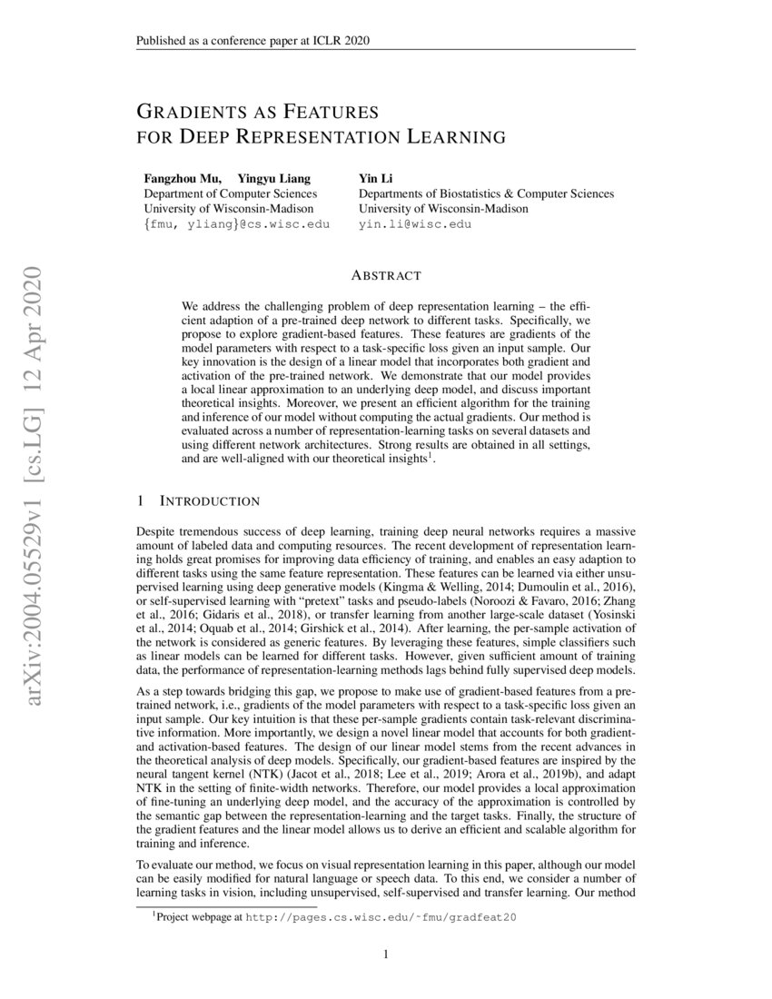 Gradients as Features for Deep Representation Learning | DeepAI