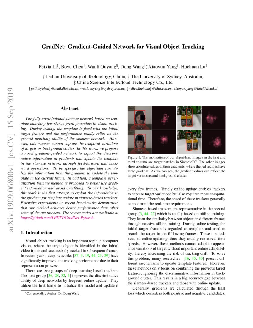 GradNet: Gradient-Guided Network for Visual Object Tracking | DeepAI