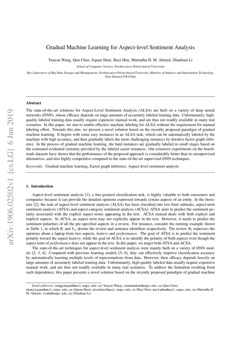Gradual Machine Learning for Aspect-level Sentiment Analysis | DeepAI