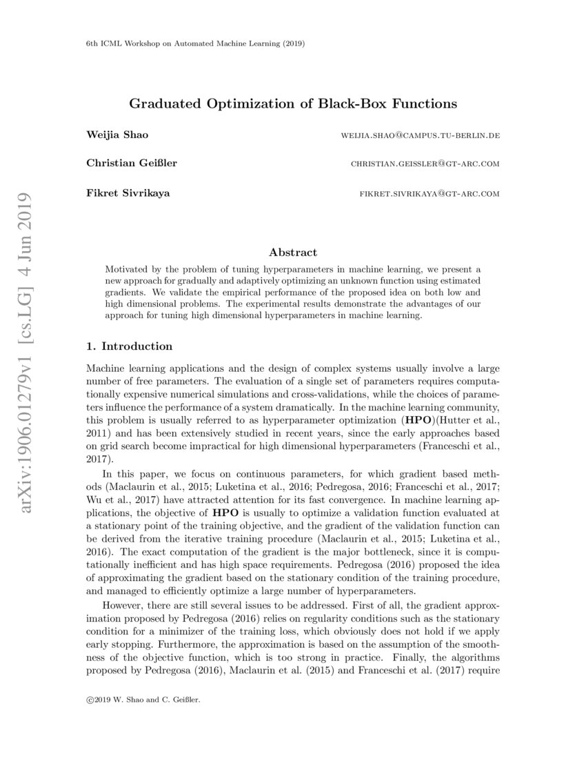 Graduated Optimization of Black-Box Functions | DeepAI