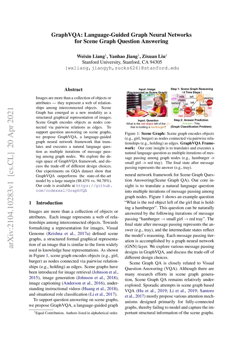 GraghVQA: Language-Guided Graph Neural Networks for Graph-based Visual Question Answering | DeepAI