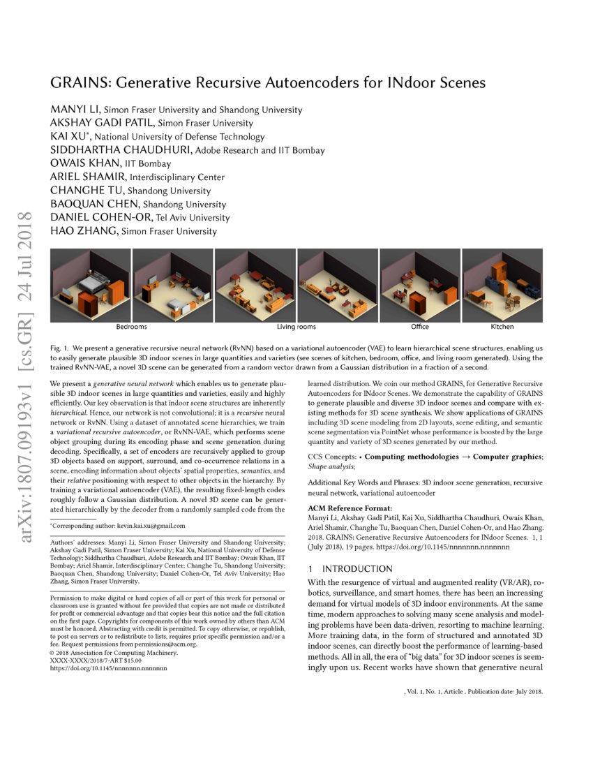 GRAINS: Generative Recursive Autoencoders for INdoor Scenes | DeepAI