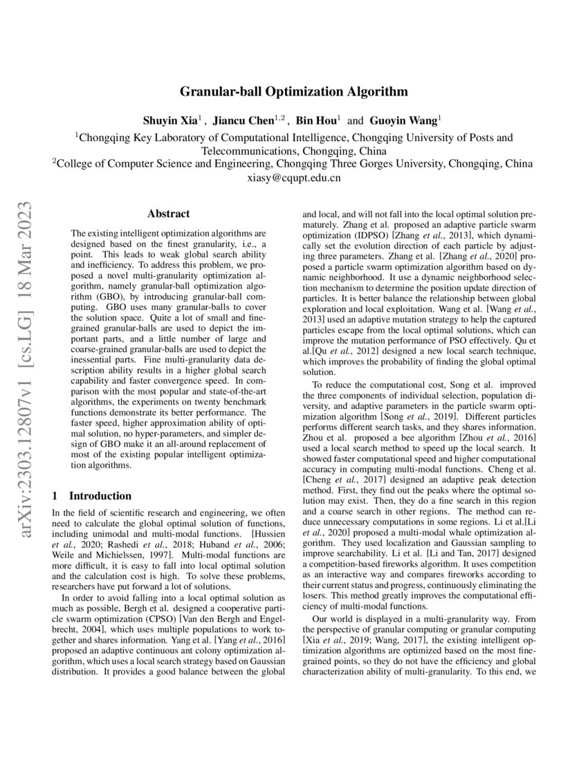 Granular Ball Optimization Algorithm Deepai 