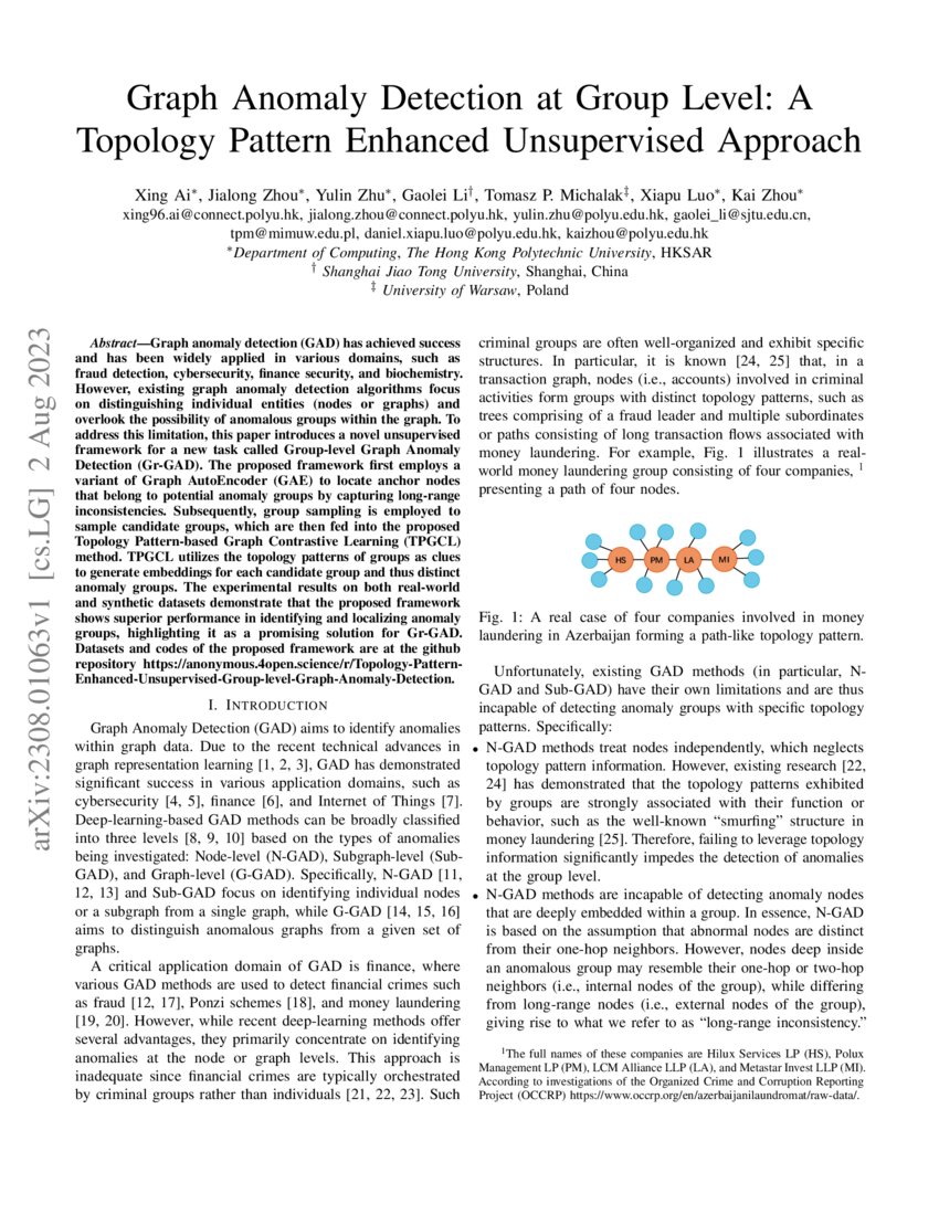 Graph Anomaly Detection At Group Level A Topology Pattern Enhanced Unsupervised Approach Deepai