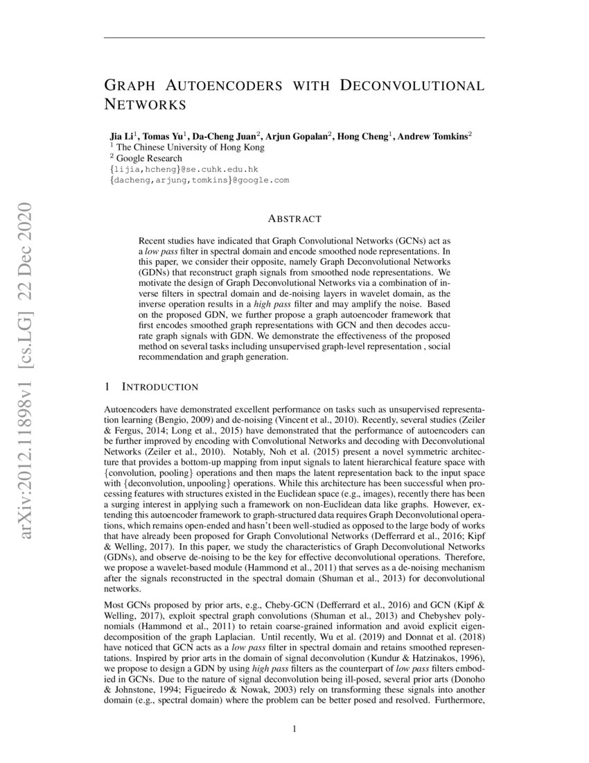 Graph Autoencoders With Deconvolutional Networks Deepai