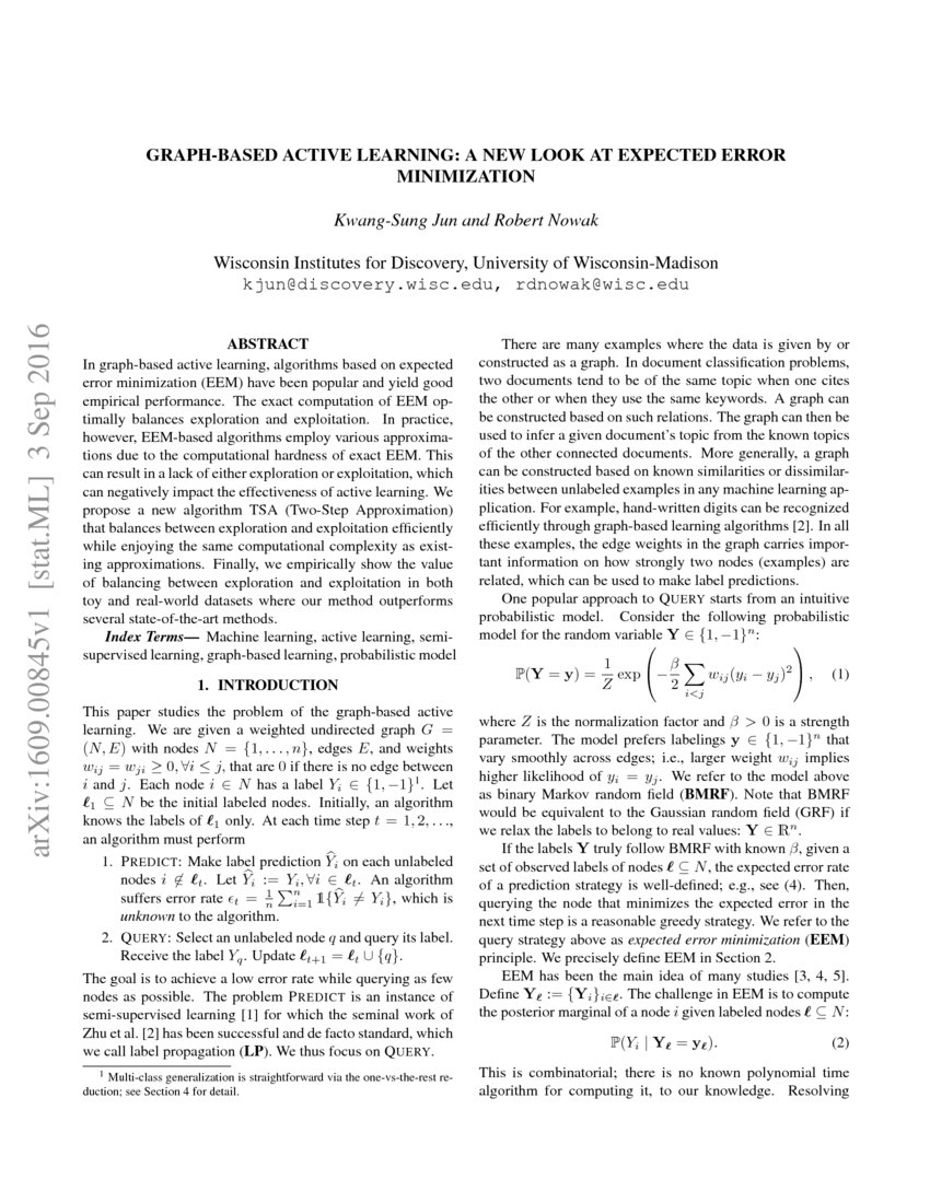 Graph-Based Active Learning: A New Look at Expected Error Minimization | DeepAI