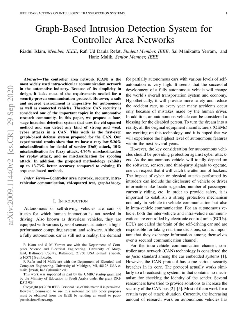 Graph-Based Intrusion Detection System for Controller Area Networks ...