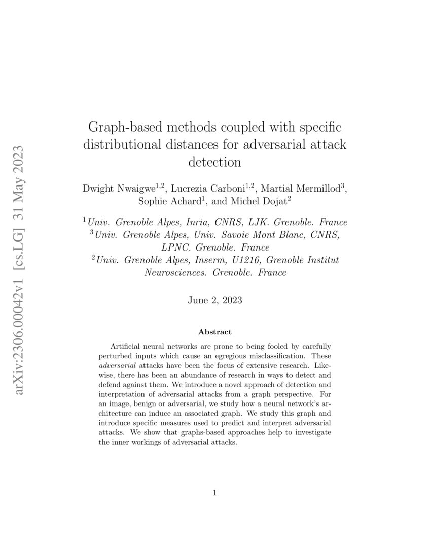 Graph-based methods coupled with specific distributional distances for adversarial attack ...