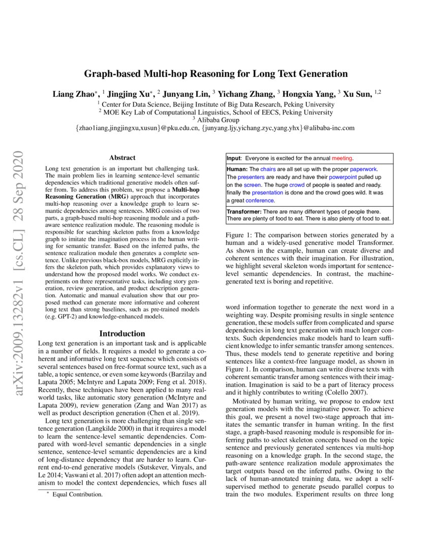 Graph-based Multi-hop Reasoning for Long Text Generation | DeepAI