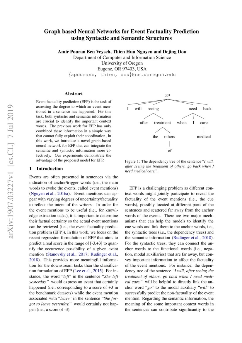 Graph Based Neural Networks For Event Factuality Prediction Using Syntactic And Semantic
