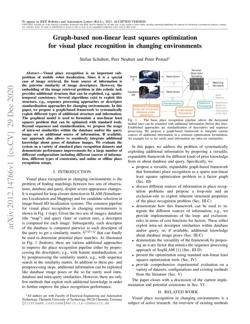 Graph-based non-linear least squares optimization for visual place recognition in changing ...