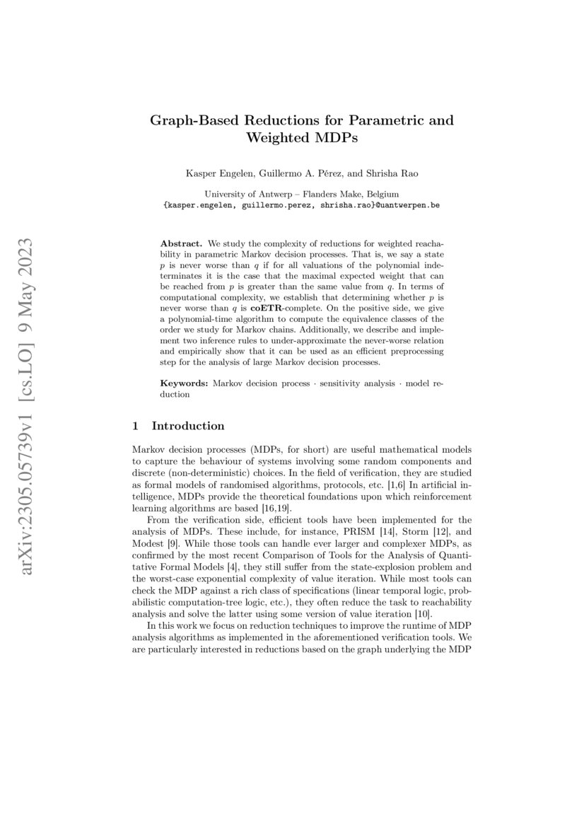 Graph-Based Reductions for Parametric and Weighted MDPs | DeepAI
