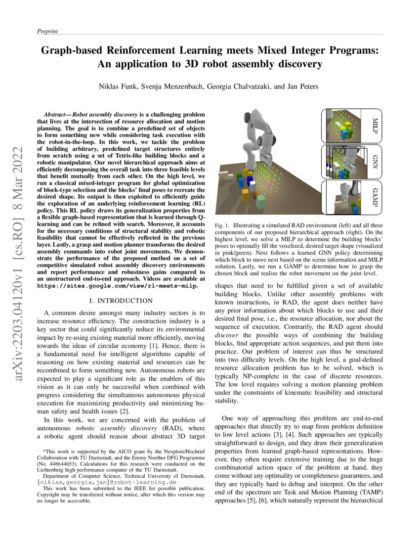 Graph Based Reinforcement Learning Meets Mixed Integer Programs An Application To 3d Robot
