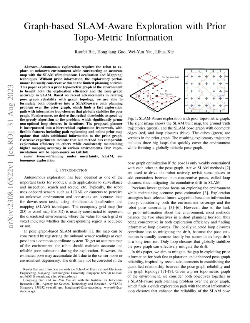 Graph-based SLAM-Aware Exploration with Prior Topo-Metric Information ... Graph-based SLAM-Aware Exploration with Prior Topo-Metric Information ...