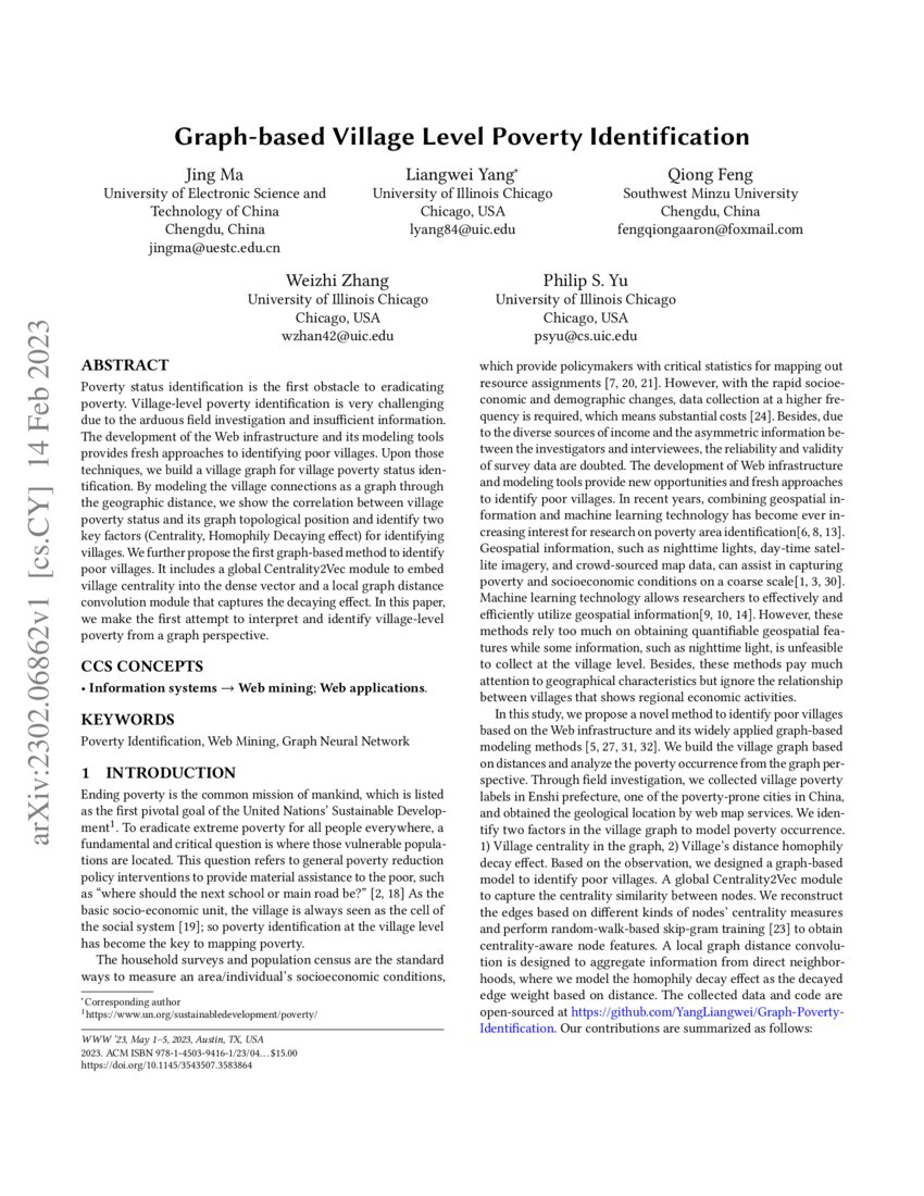 Graph-based Village Level Poverty Identification | DeepAI