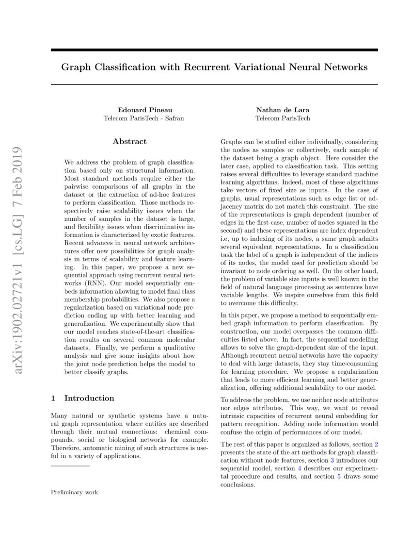 Graph Classification With Recurrent Variational Neural Networks Deepai 7971