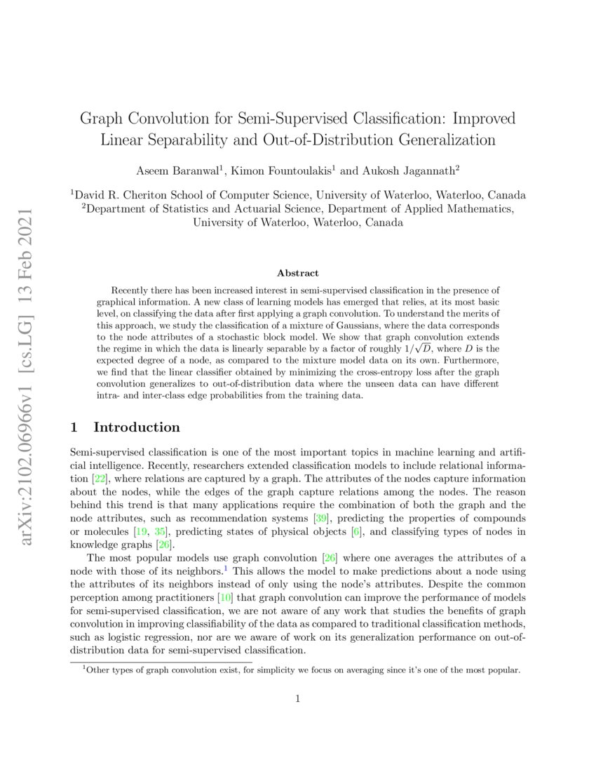 Graph Convolution for Semi-Supervised Classification: Improved Linear Separability and Out-of ...