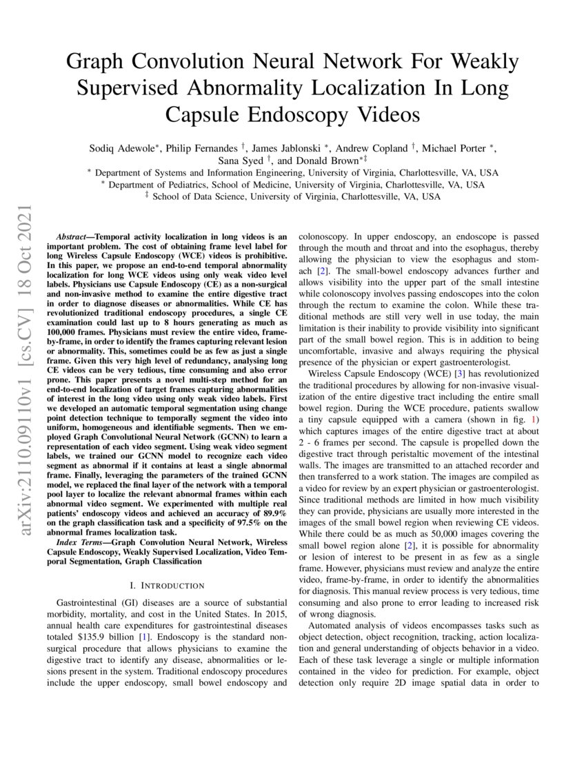 Graph Convolution Neural Network For Weakly Supervised Abnormality Localization In Long Capsule