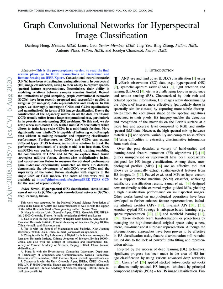 Graph Convolutional Networks For Hyperspectral Image Classification Deepai