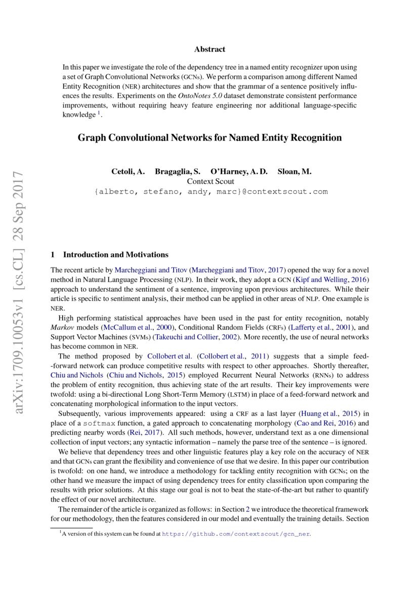 Graph Convolutional Networks for Named Entity Recognition | DeepAI Graph Convolutional Networks for Named Entity Recognition | DeepAI