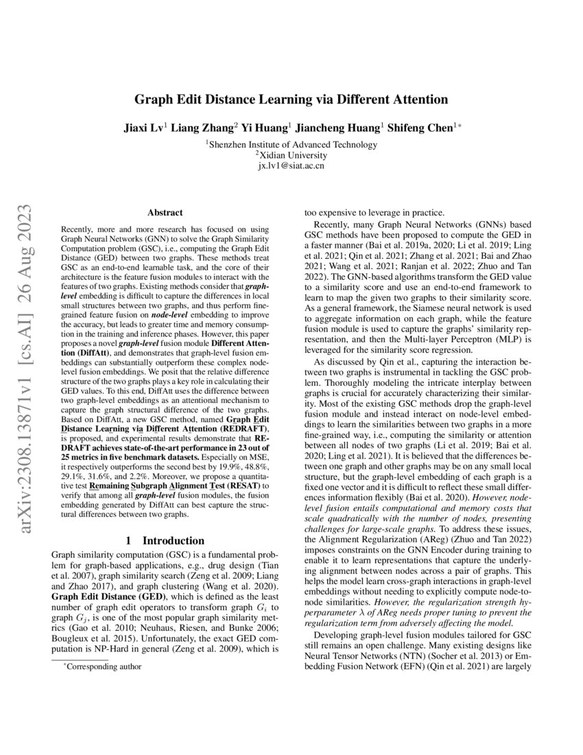 Graph Edit Distance Learning Via Different Attention Deepai