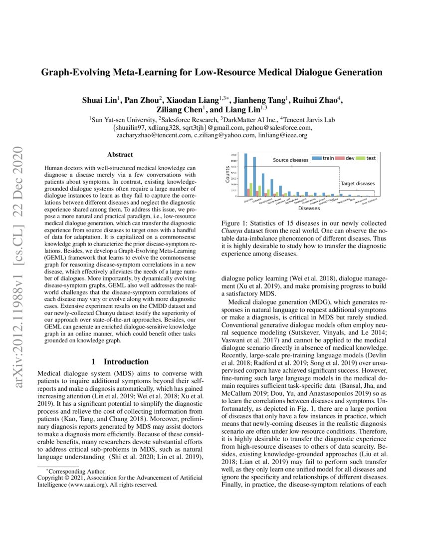 Graph-Evolving Meta-Learning for Low-Resource Medical Dialogue Generation | DeepAI