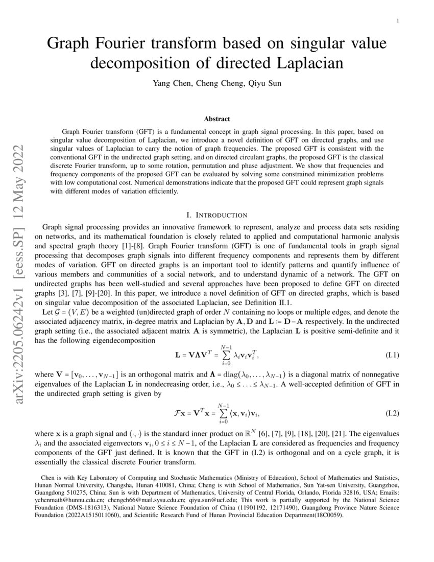 Graph Fourier Transform Based On Singular Value Decomposition Of