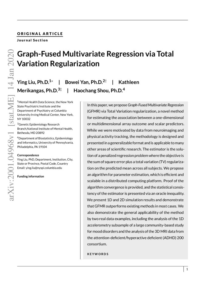 Graph-Fused Multivariate Regression via Total Variation Regularization | DeepAI