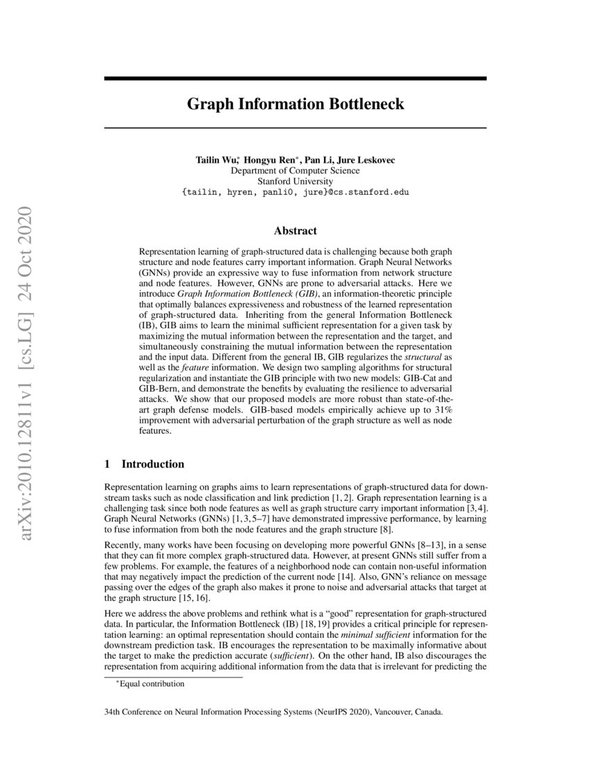 Graph Information Bottleneck | DeepAI