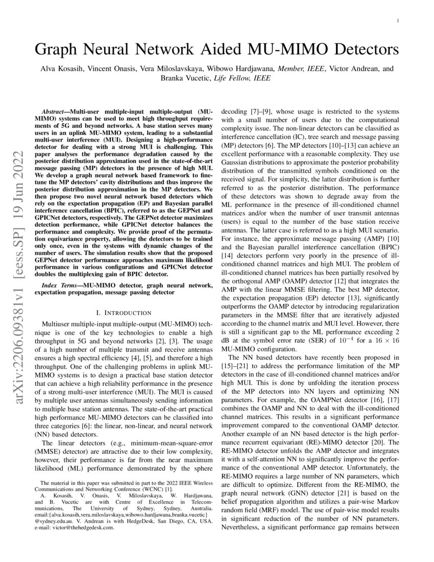 Graph Neural Network Aided MU-MIMO Detectors | DeepAI